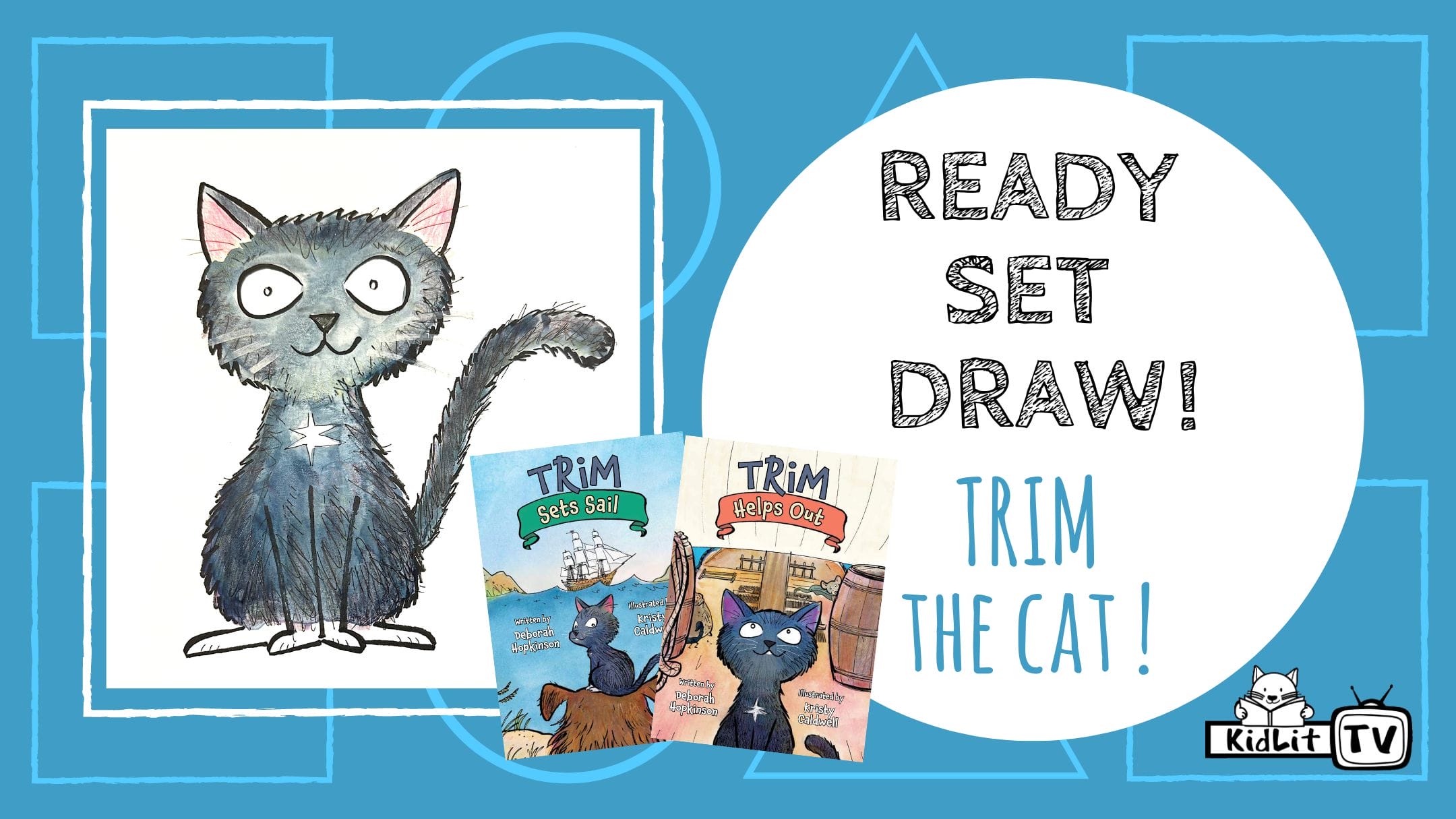 Ready Set Draw! How to draw TRIM the cat - KidLit TV